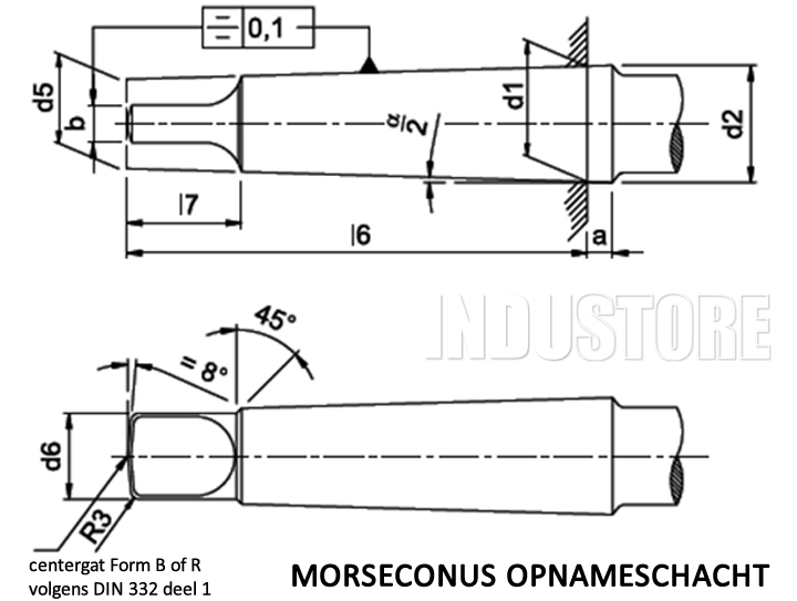 Afmeting bepalen voor Morse Konus opname | Industore